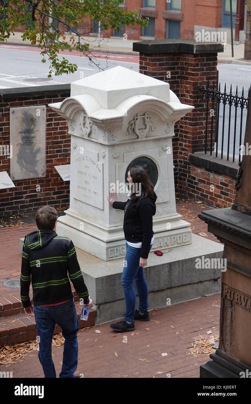 USA Maryland MD Baltimore The grave of poet author Edgar Allan Poe ...