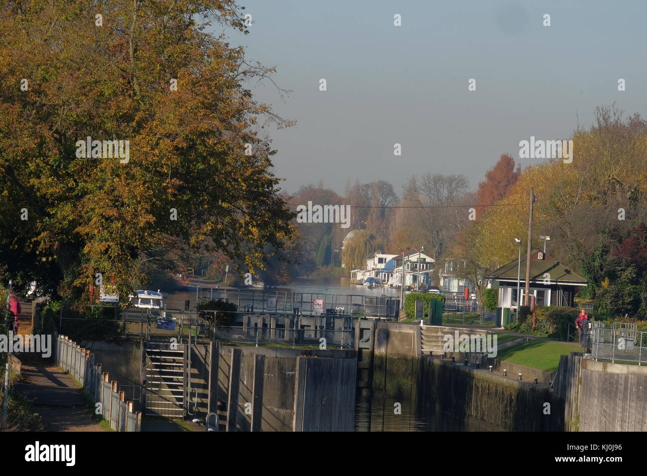 molesey lock and thames flood barrier Stock Photo - Alamy