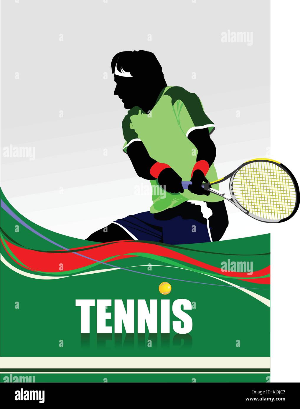 Man Tennis player poster. Colored Vector illustration for designers ...