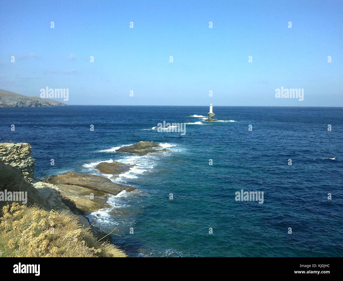 Tourlitis lighthouse, Andros Stock Photo - Alamy