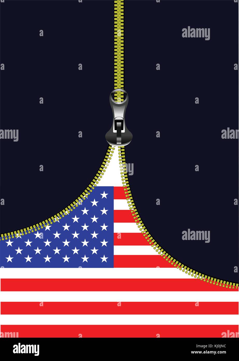 Zipper open USA flag with place for text. Vector illustration Stock ...