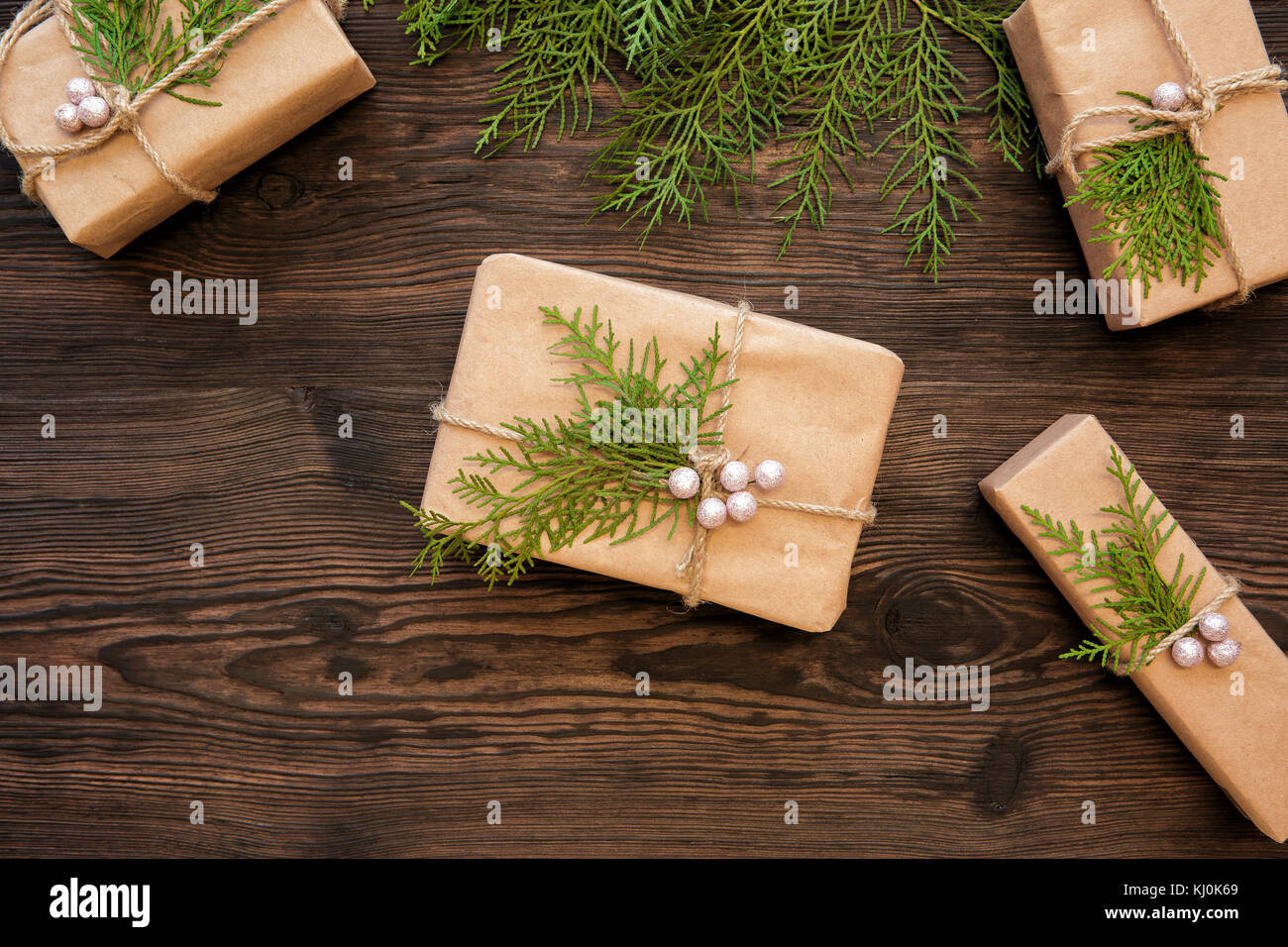 Christmas background with gift boxes Stock Photo - Alamy
