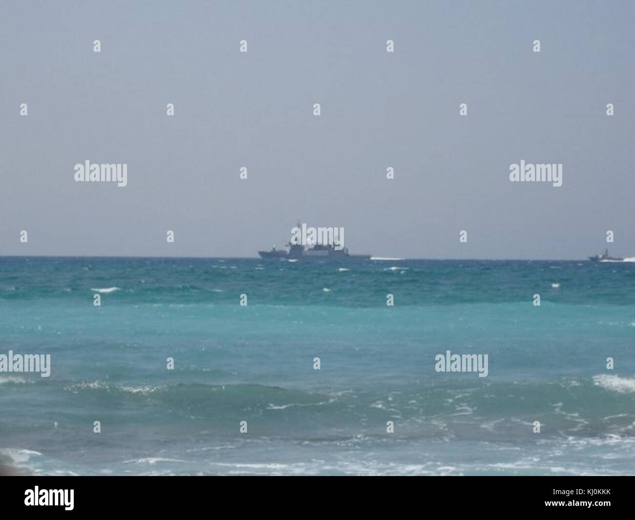 Photograph of an Israeli naval flotilla, showing multiple military ...
