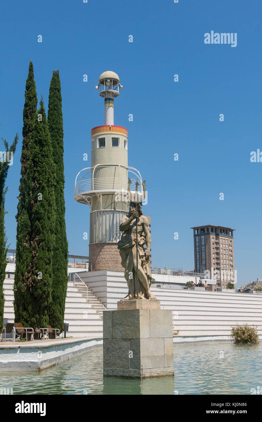 Neptuno sculpture in the Park of the Industry of Spain in Barcelona ...