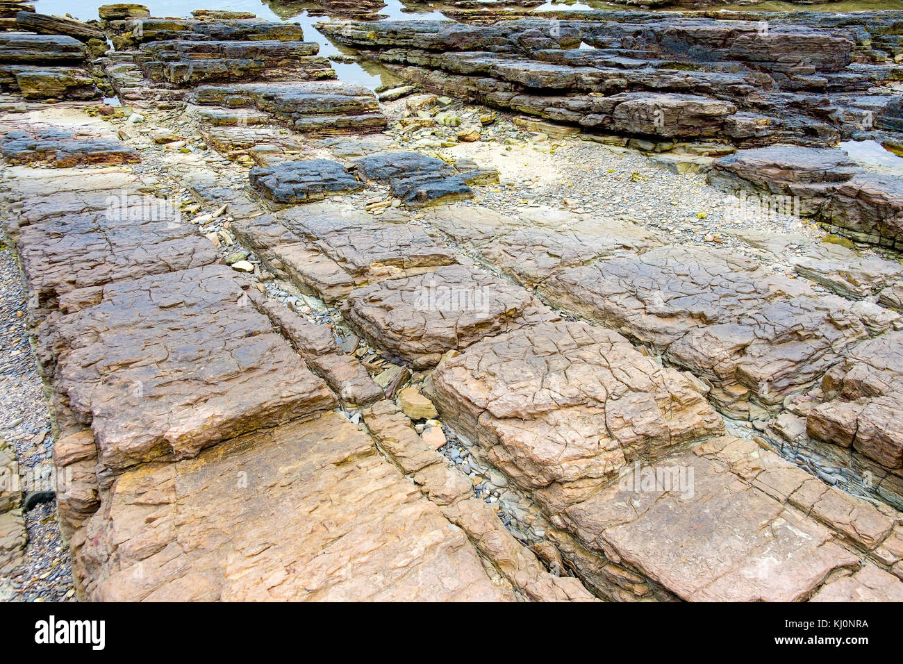 Geopark layers of sedimentary rock, in Tung Ping Chau, Hong Kong Stock ...