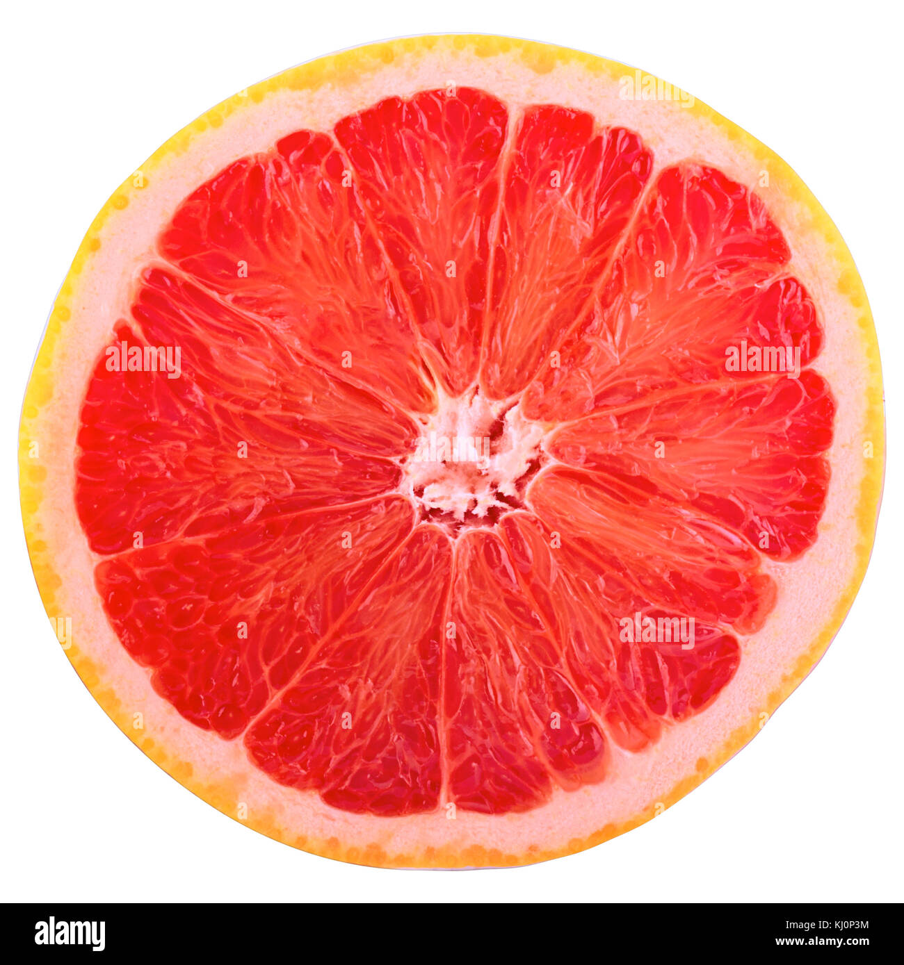 Isolated fruits. One slice grapefruit isolated on white background with ...