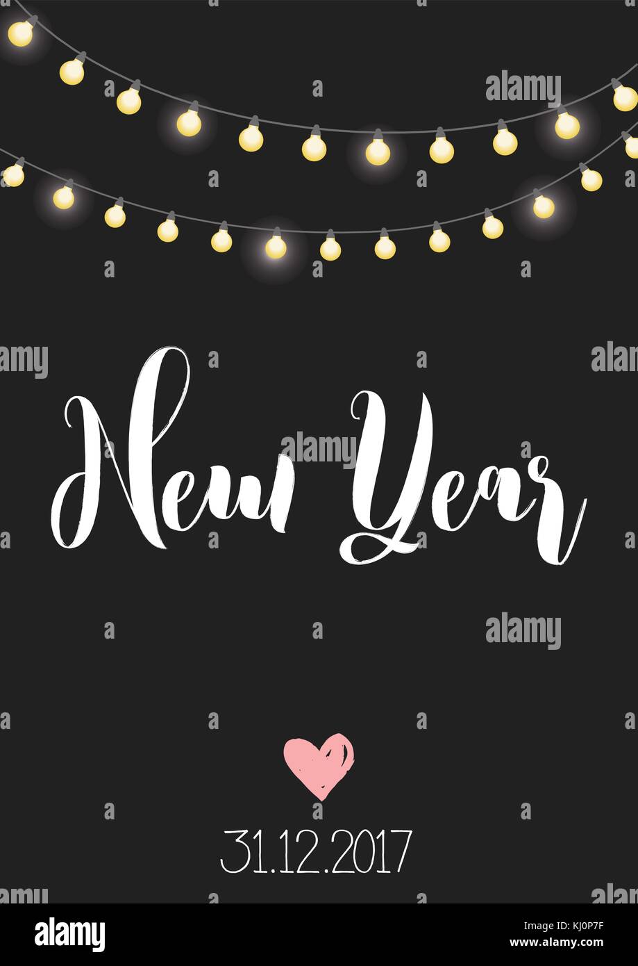 New Year sign with lamps. Vector illustration Stock Vector Image & Art ...