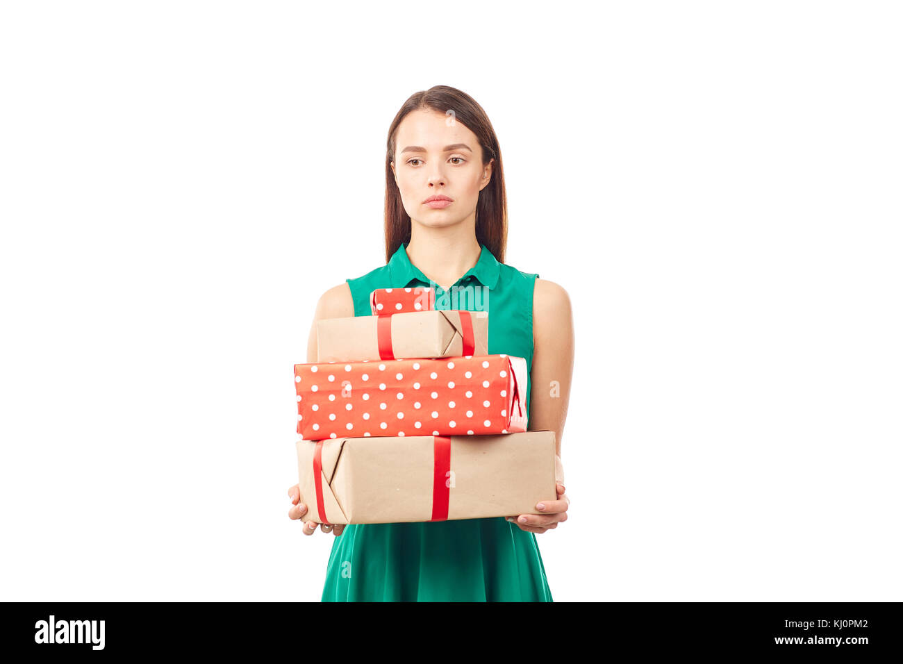 Girl with gift boxes Stock Photo - Alamy