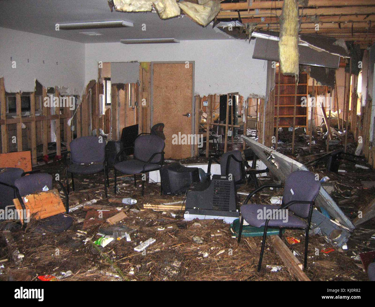 Hurricane damage to office Stock Photo - Alamy