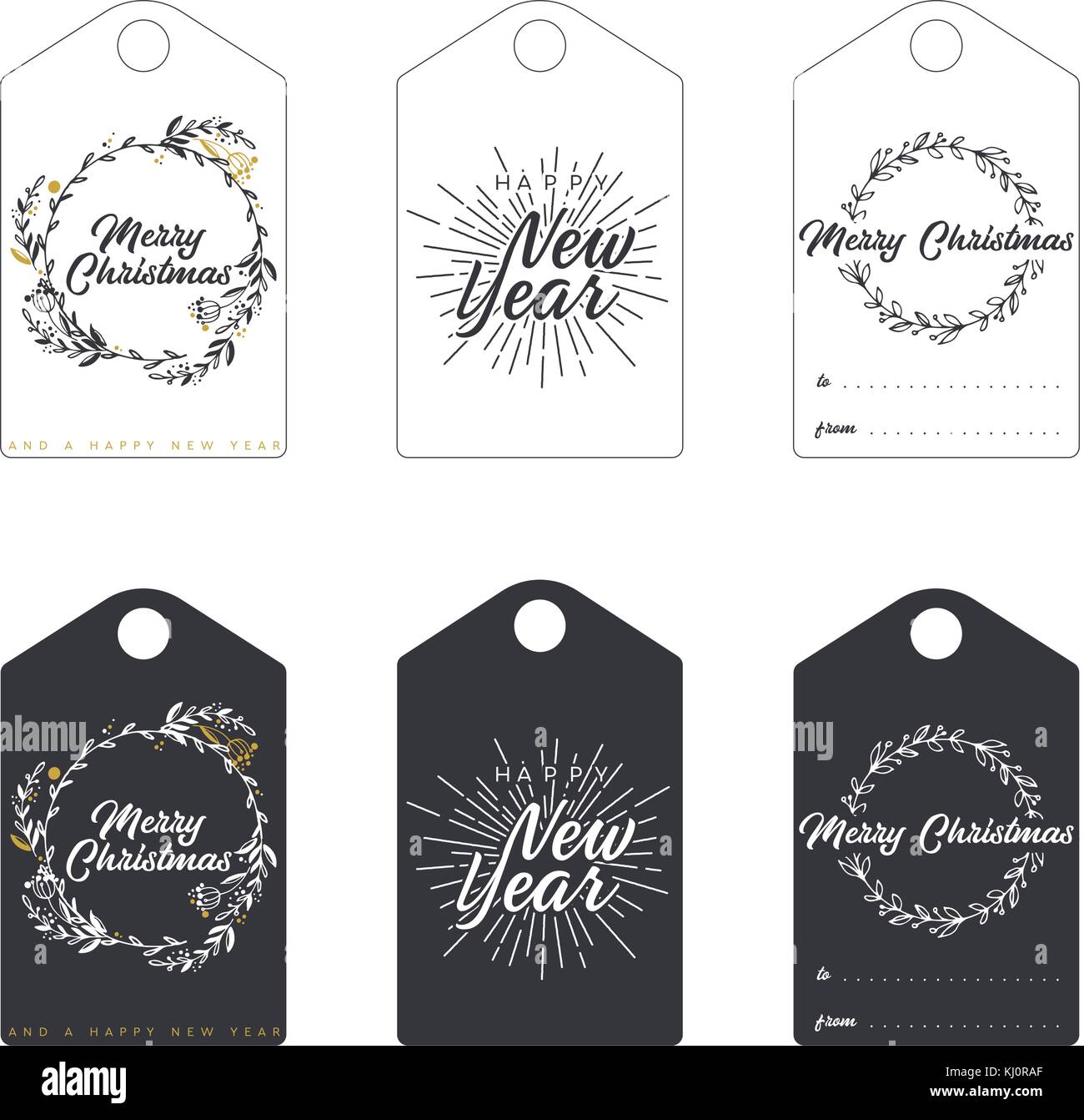 Gift cards with New Year elements Stock Vector Image & Art - Alamy