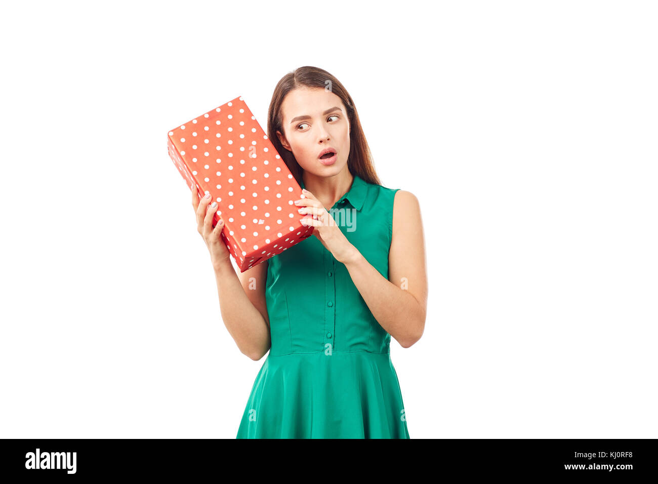 Young woman with gift Stock Photo - Alamy