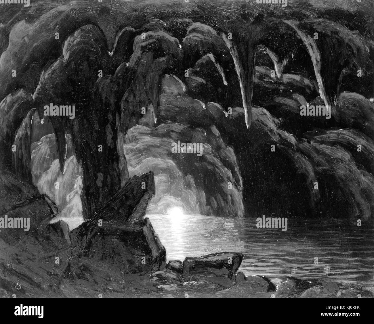 Oil painting landscape ocean Black and White Stock Photos & Images - Alamy