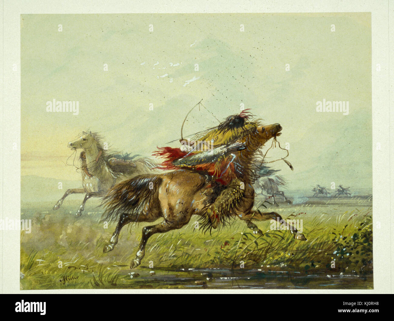 Alfred Jacob Miller - Dodging an Arrow (Crow) - Walters 371940134 Stock ...