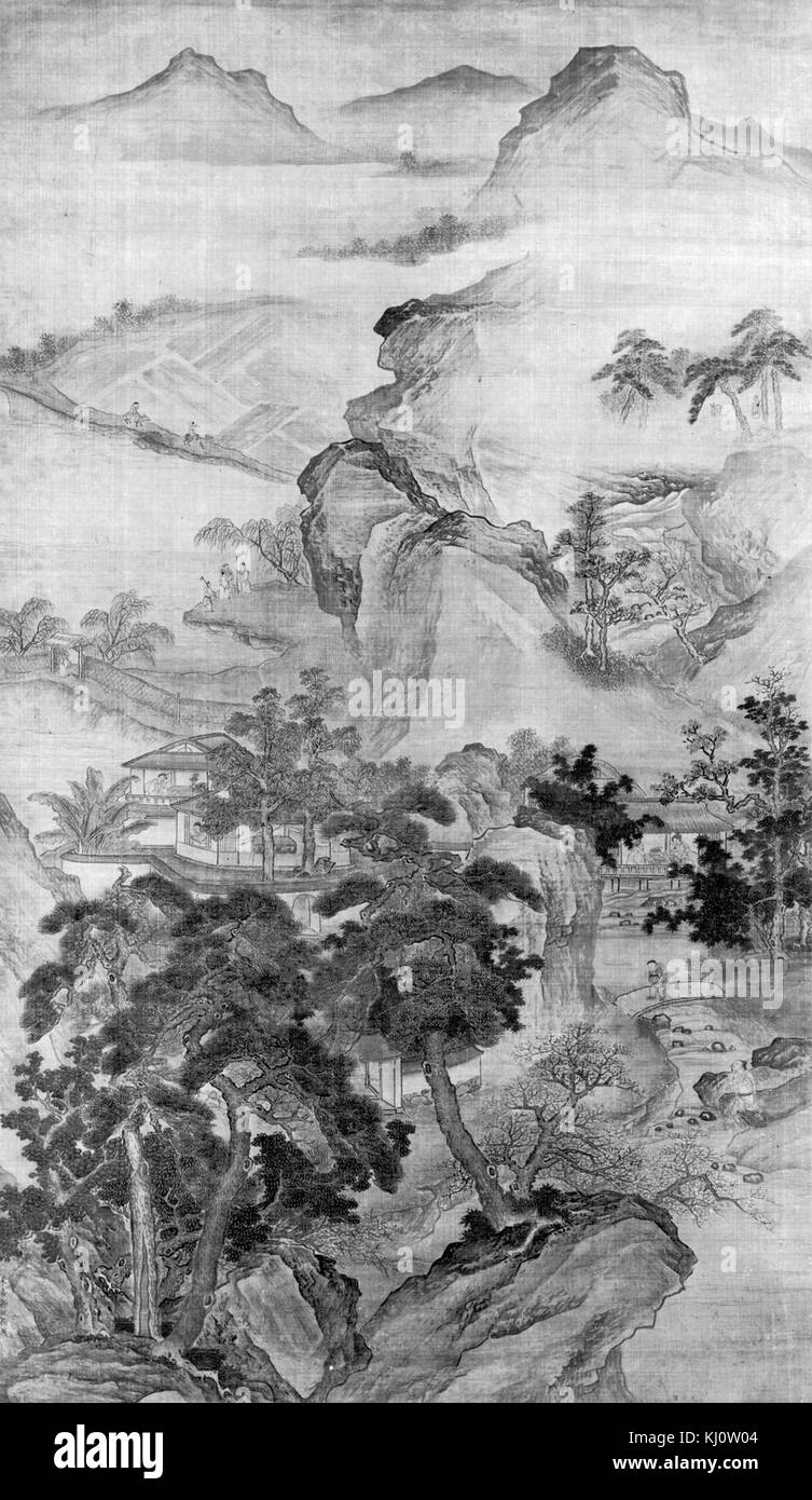 Traditional chinese landscape in Black and White Stock Photos & Images ...