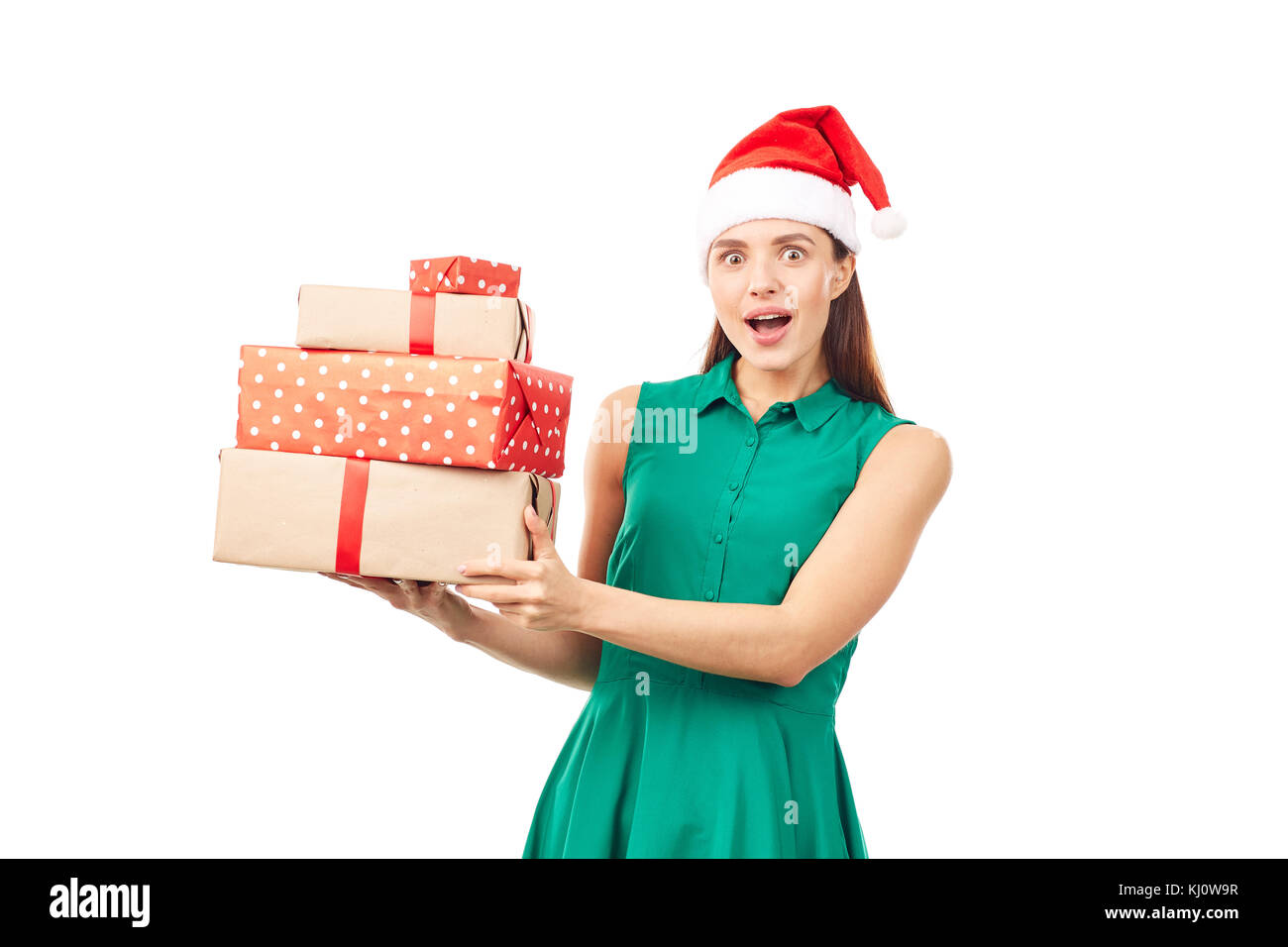 Portrait with Christmas gifts Stock Photo - Alamy