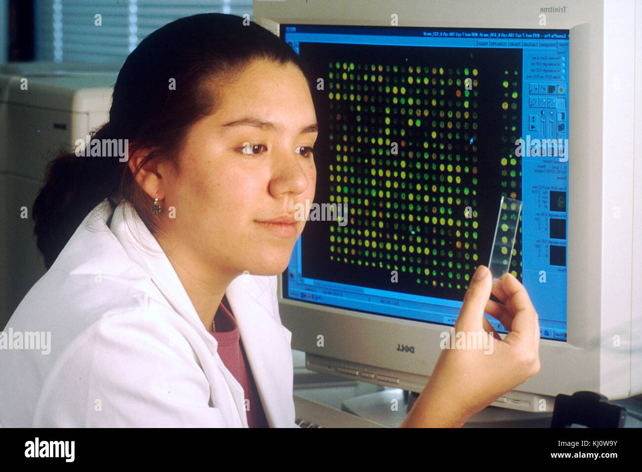 Computer with microarray Stock Photo - Alamy