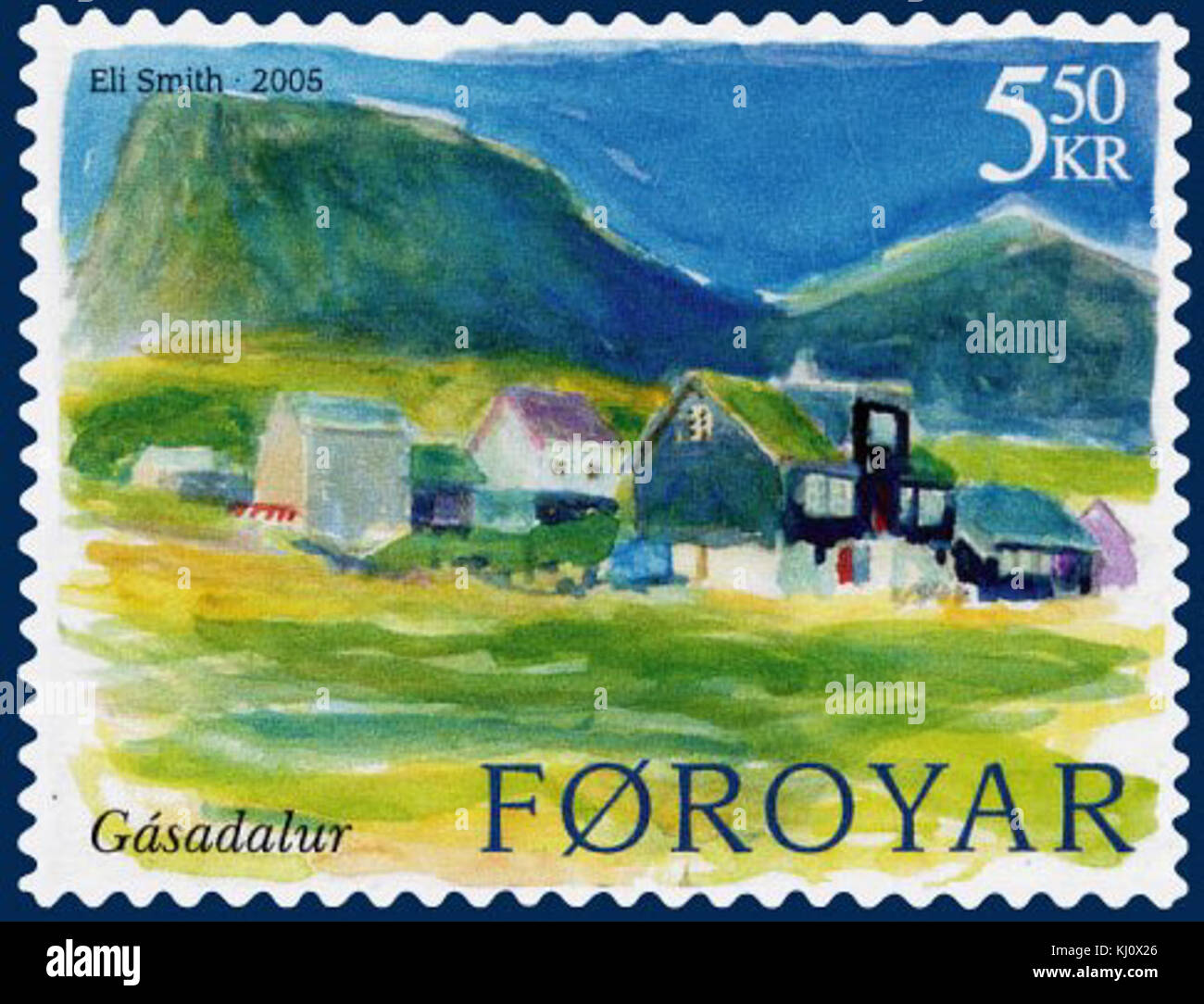 Faroe stamp 506 vagar - gasadalur Stock Photo - Alamy