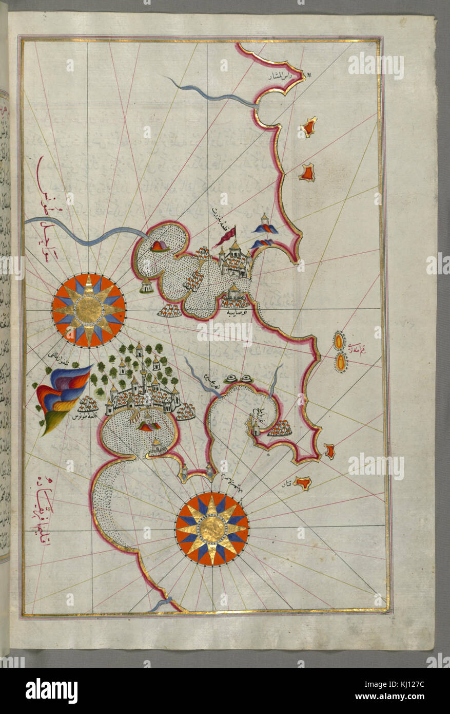 Piri Reis - Map of the Coast of Tunisia with the Ports of Bizerte and ...