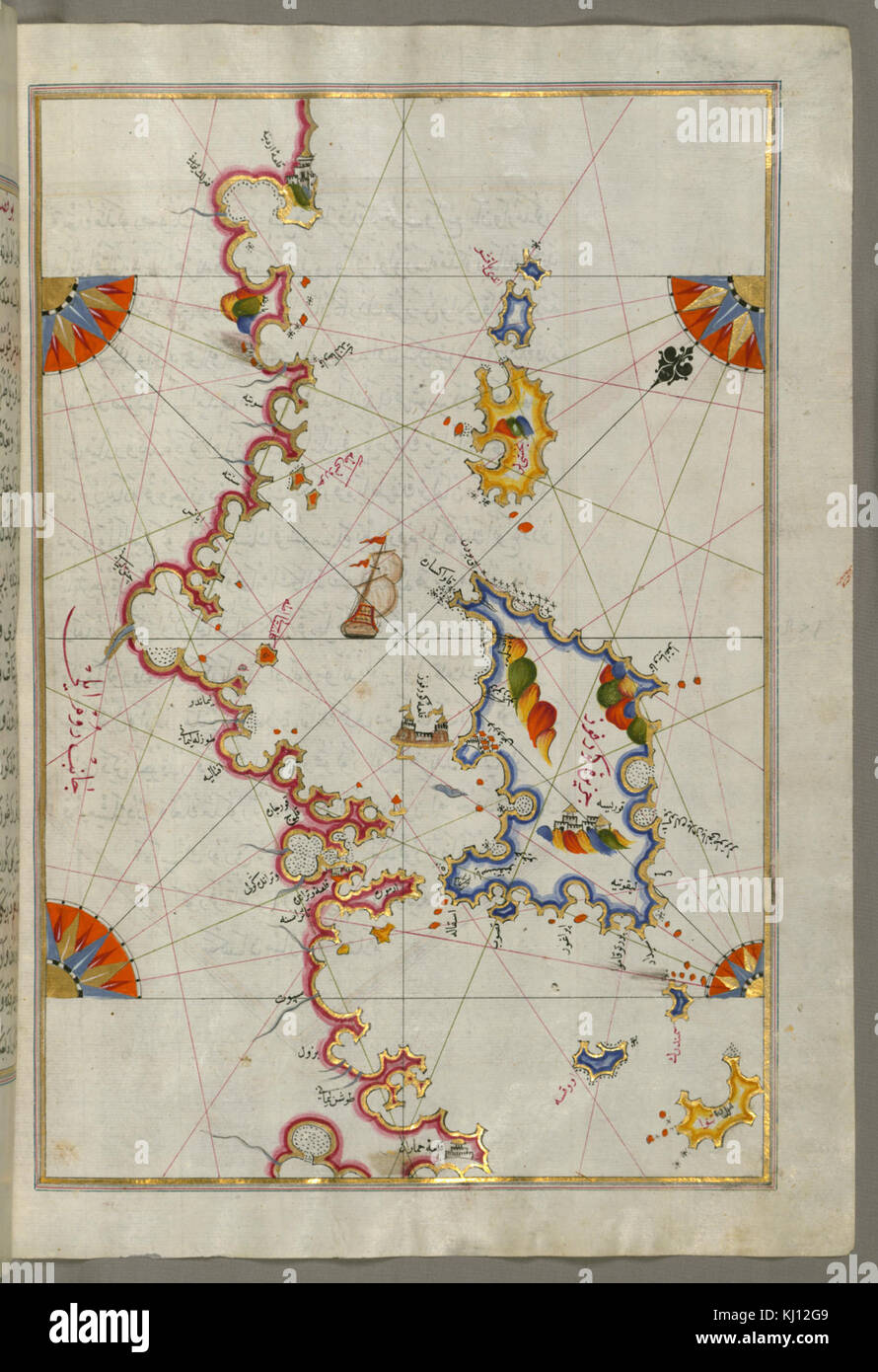 Piri Reis - Map of the Islands of Corfu and Paxi - Walters W658145B ...