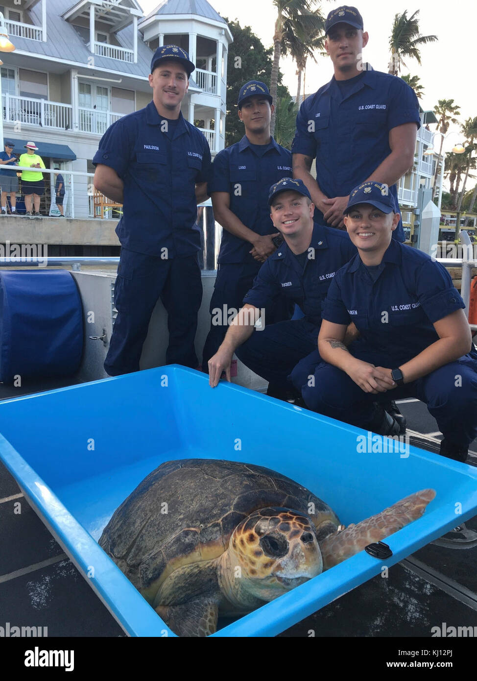 Members of Coast Guard Station Key West, back row left to right ...
