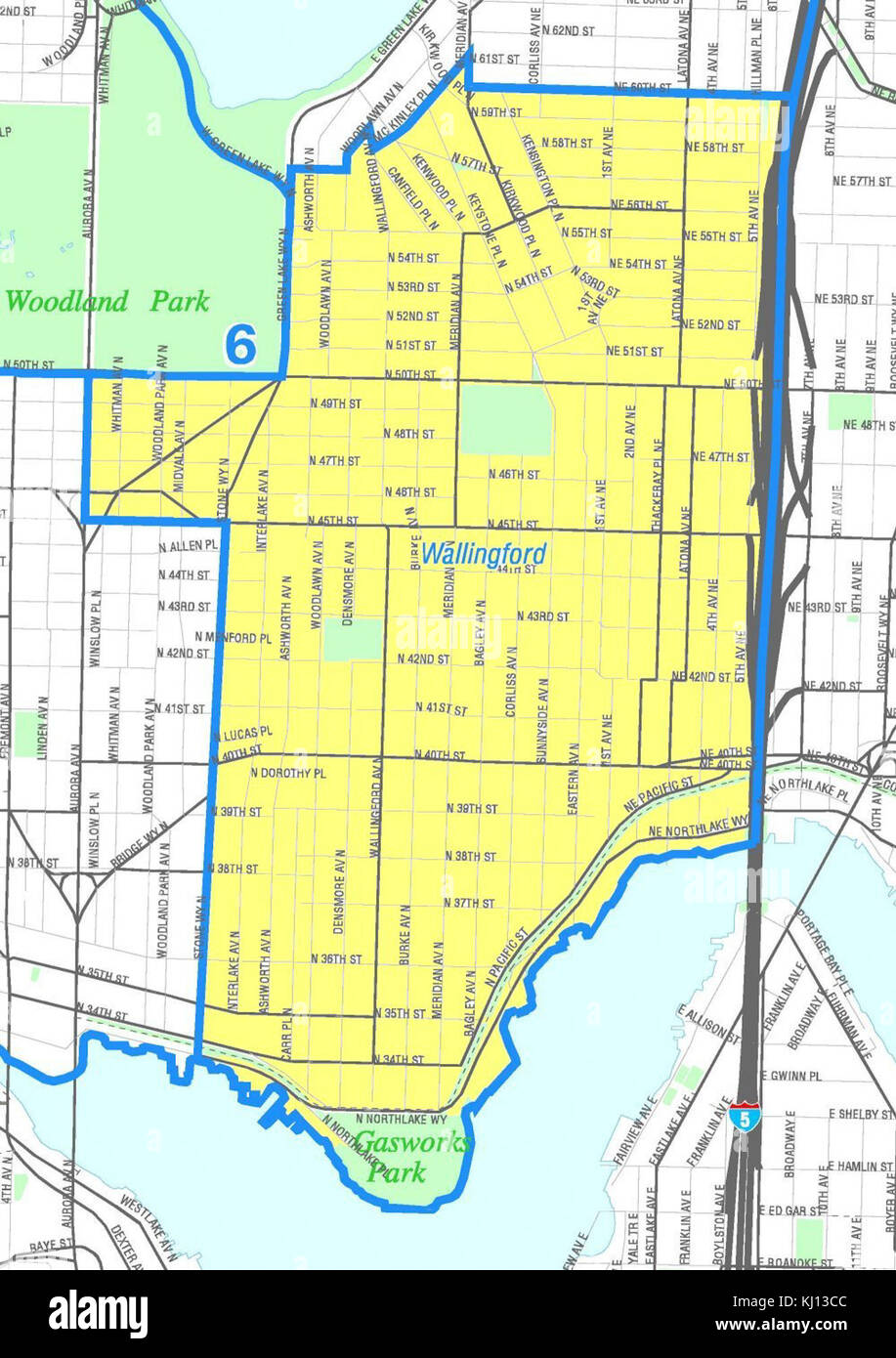 Seattle - Wallingford map Stock Photo - Alamy