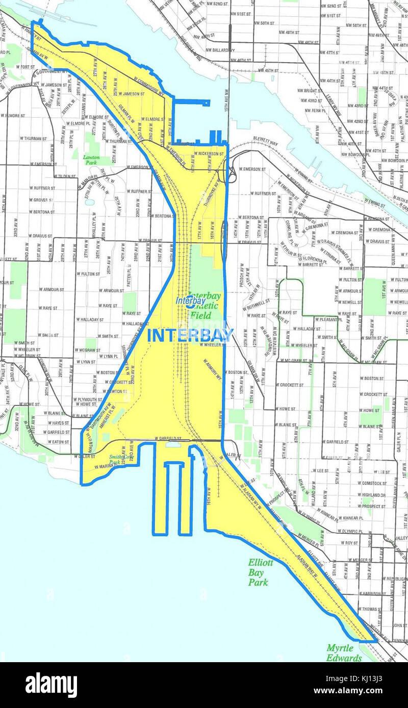Seattle - Interbay map Stock Photo - Alamy