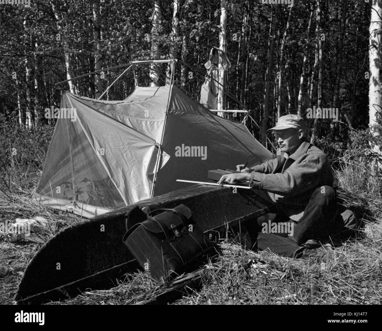 Camp life in tent Black and White Stock Photos & Images - Alamy