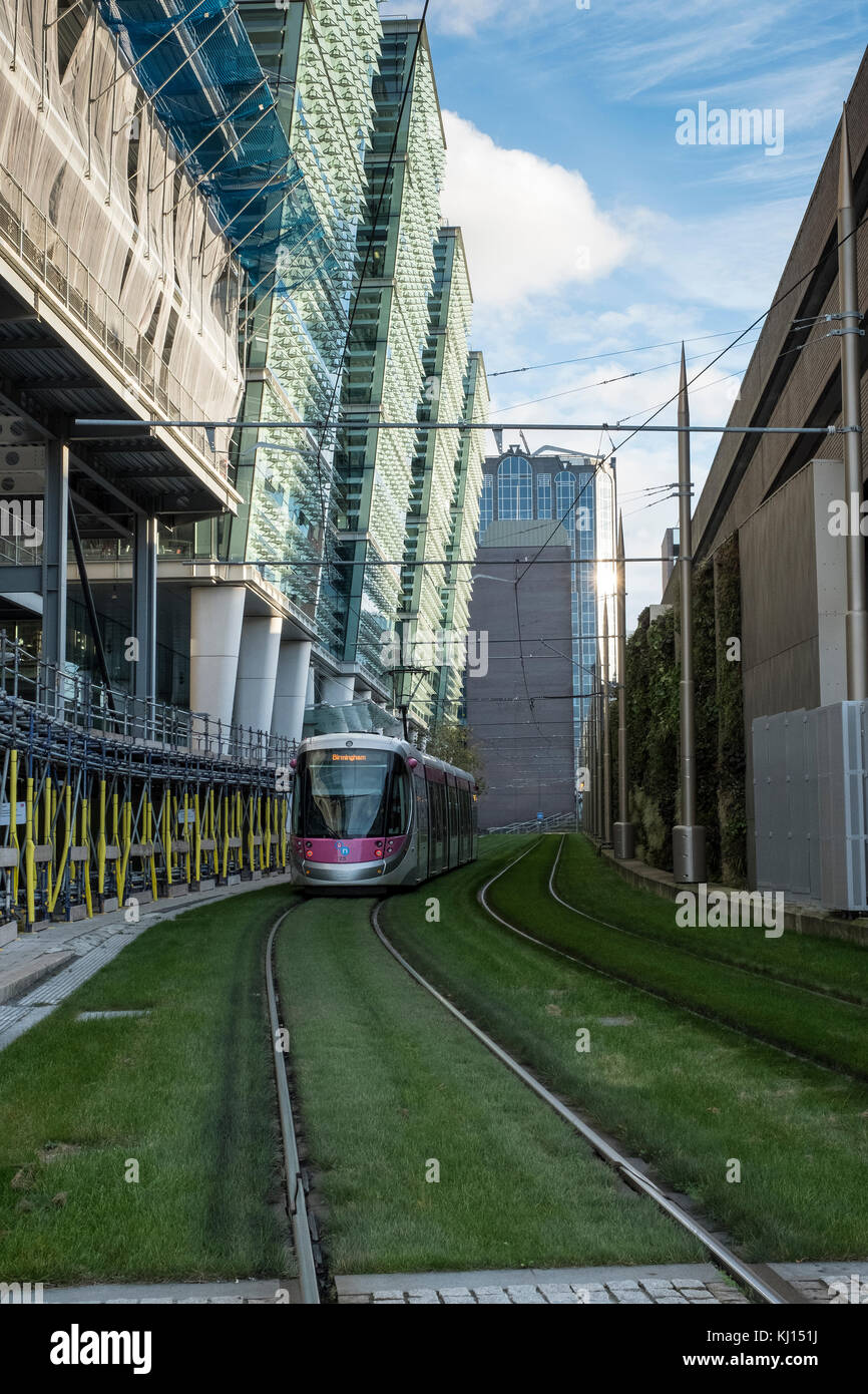 Birmingham tram line and commercial buildings at Snow Hill Stock Photo ...