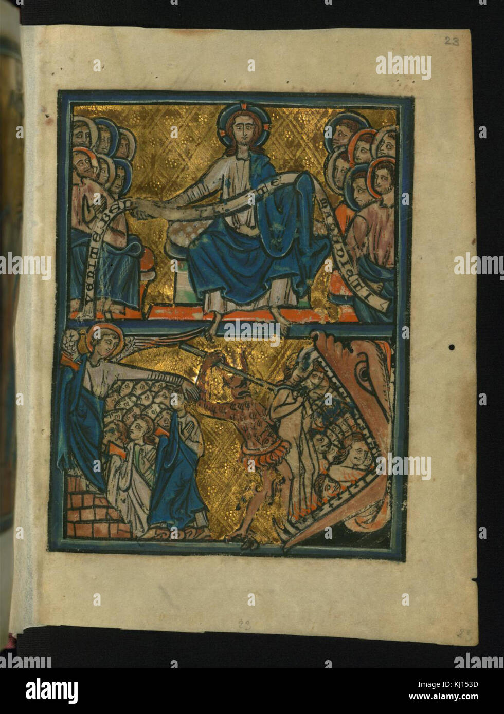 Divine judgment medieval illuminated manuscript page hi-res stock ...
