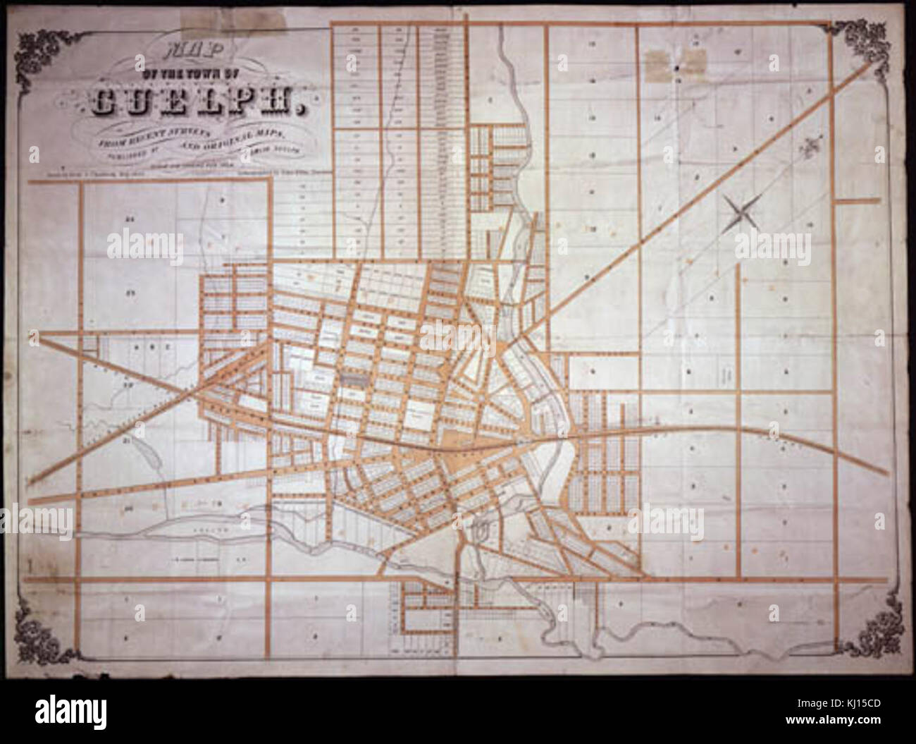 1855 Map of Guelph Stock Photo - Alamy