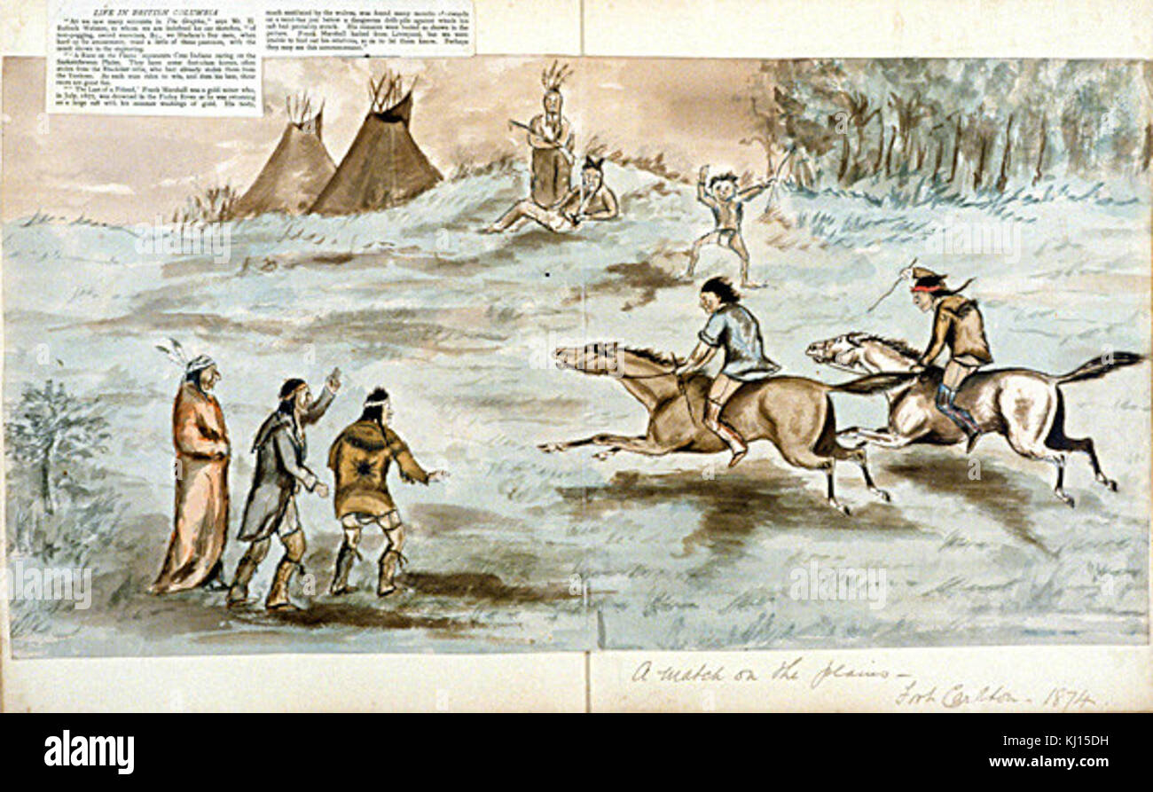 A match on the plains - Fort Carlton 1874 Stock Photo - Alamy