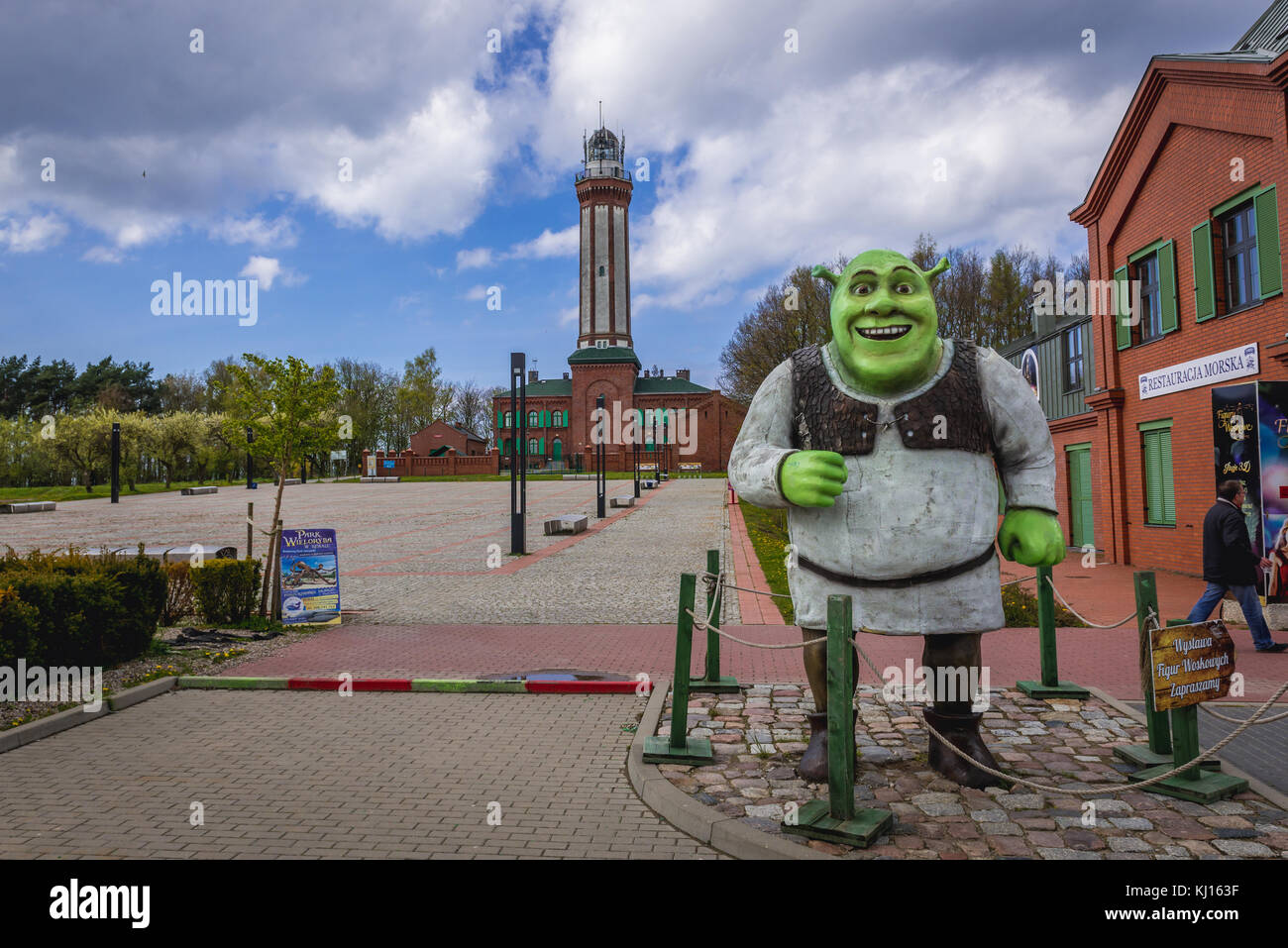 Shrek statue next to Wax Figures museum in Niechorze village in West ...