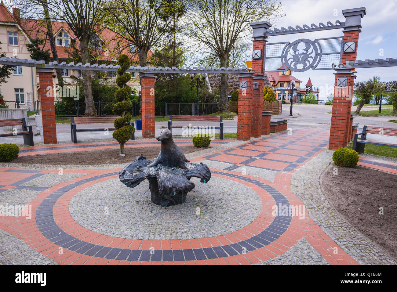 Depka seal sculpture in Niechorze village in West Pomeranian ...