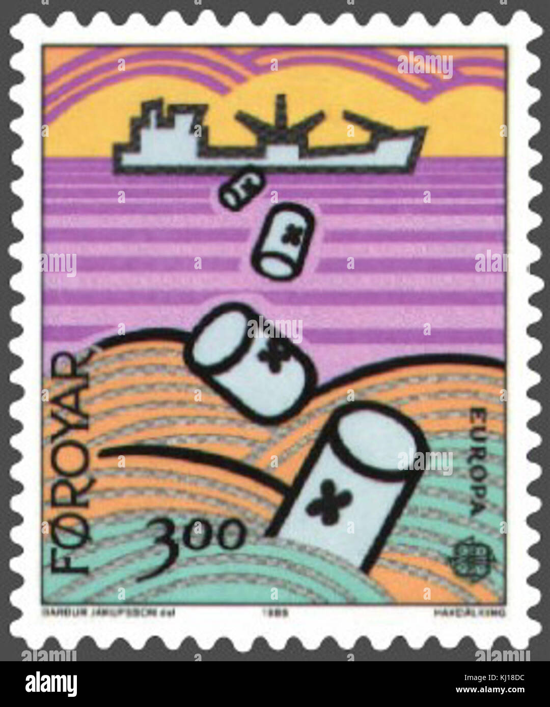 Faroe stamp 128 sea pollution - dumping Stock Photo - Alamy
