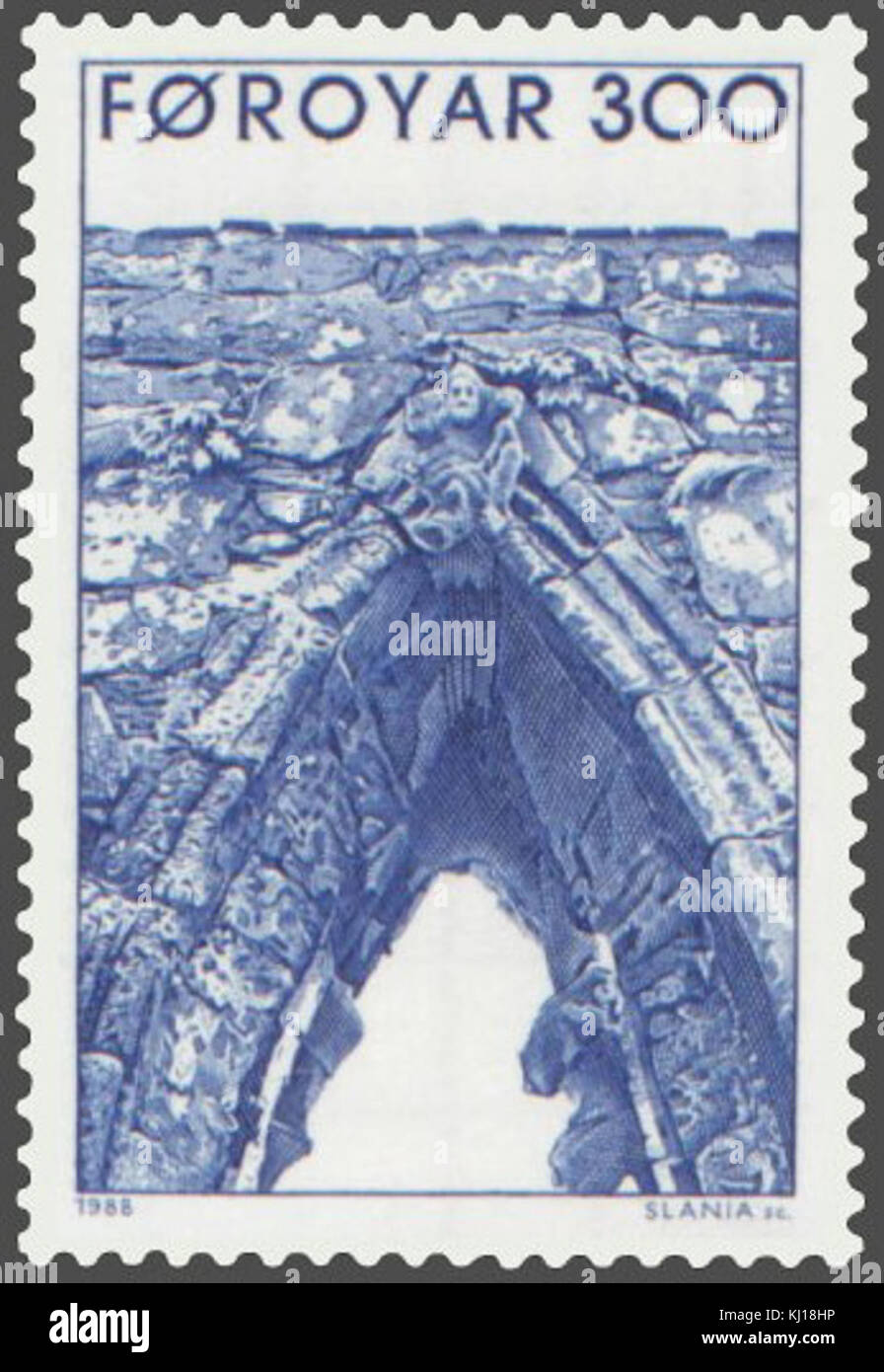 Faroe stamp 170 cathedral ruins in kirkjubour Stock Photo - Alamy
