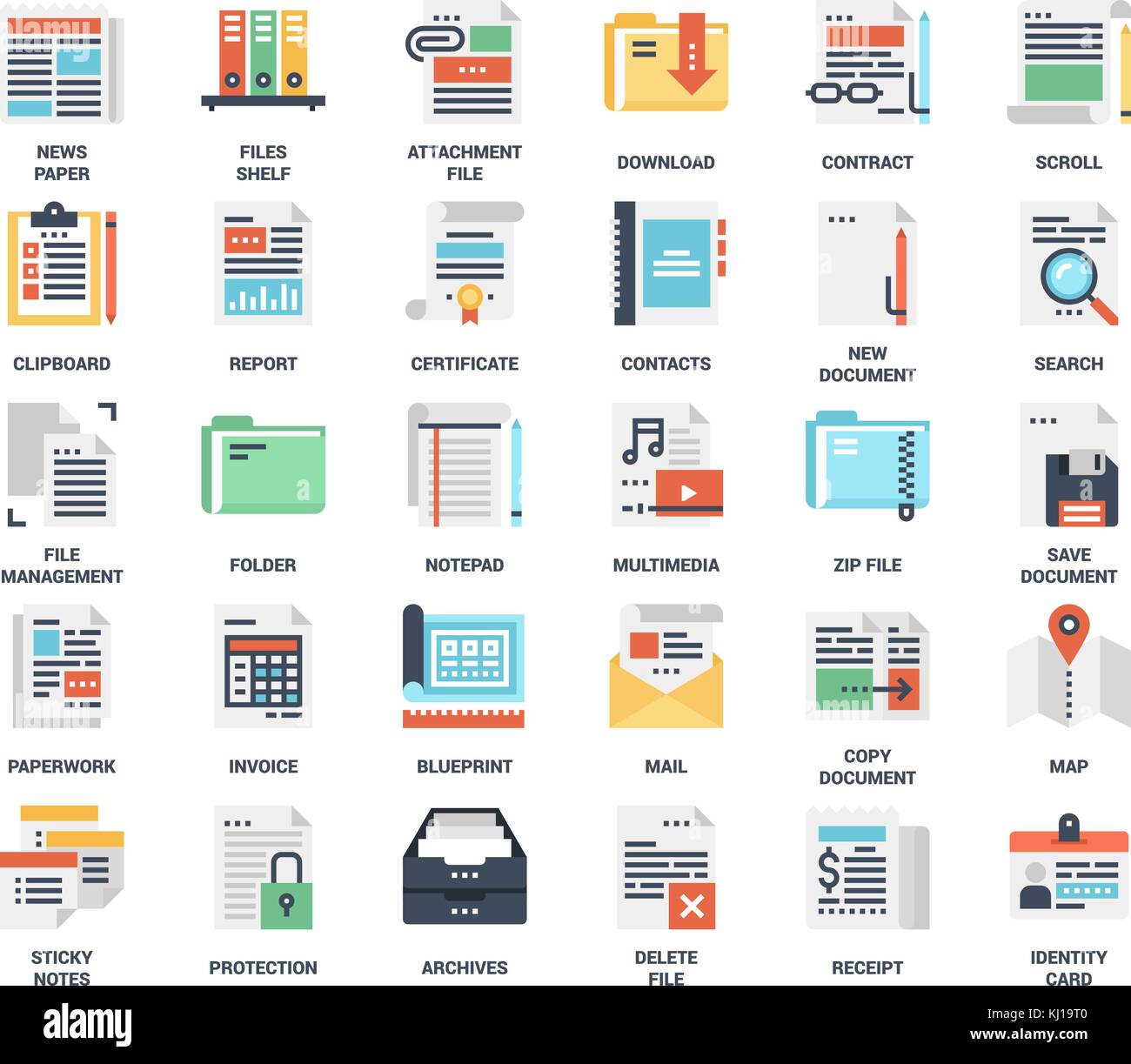 Files and documents flat icons Stock Vector Image & Art - Alamy