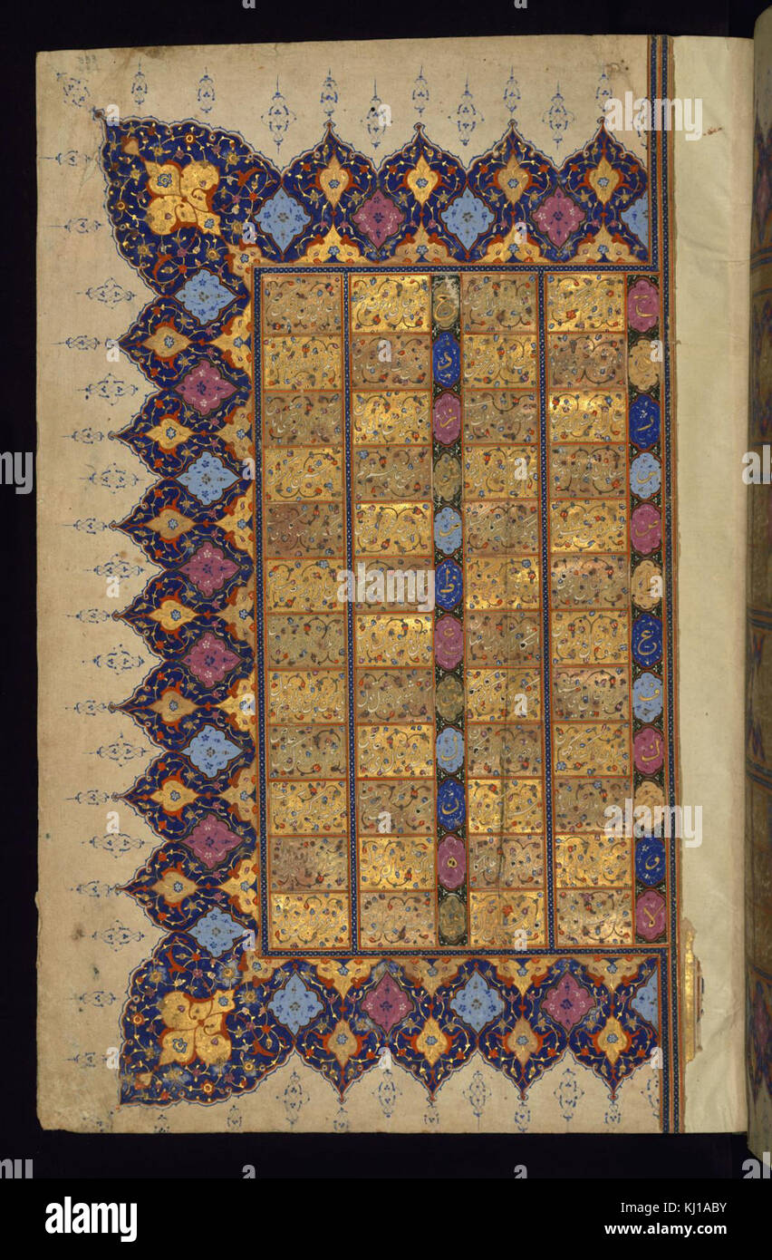 Iranian - Left Side of a Double-page Table of Divination (Bibliomancy ...
