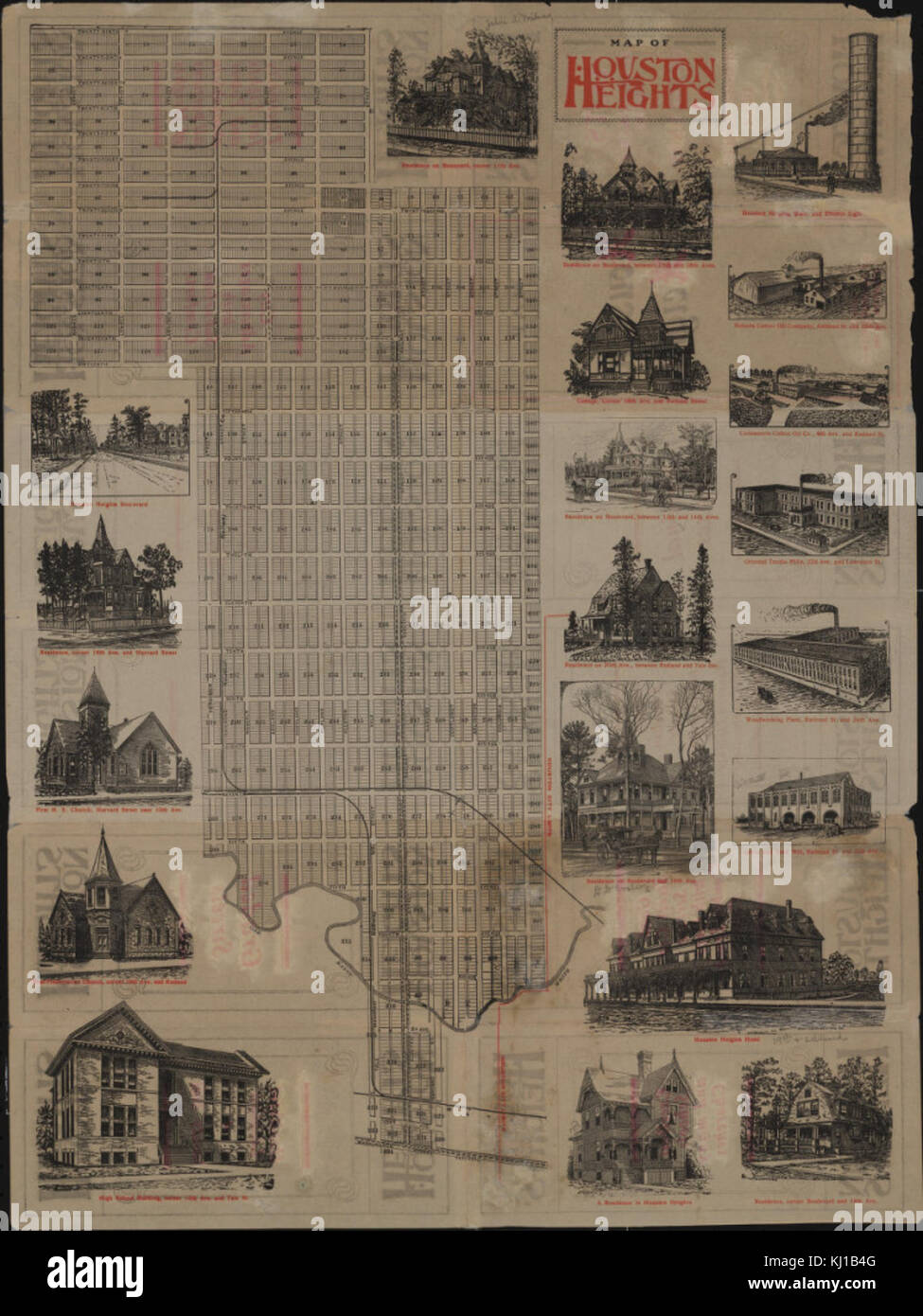 Map of Houston Heights Stock Photo - Alamy