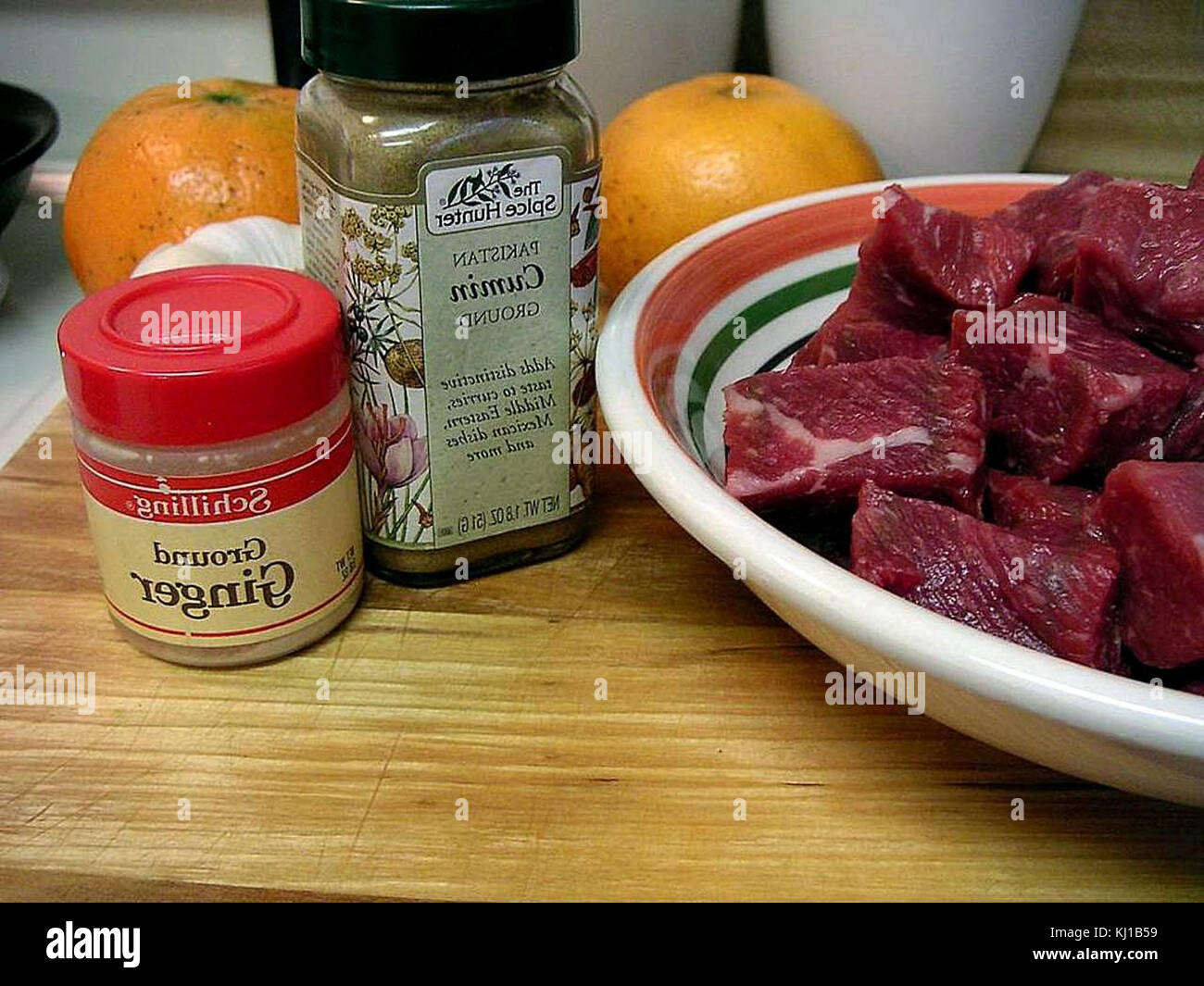 Marinated beef on plate Stock Photo - Alamy