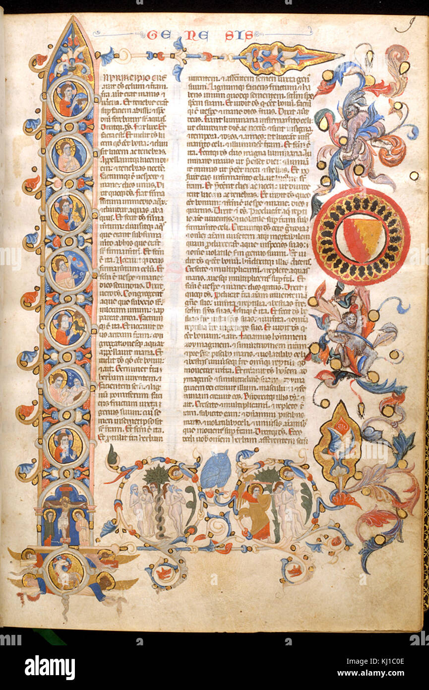 The 'Initial I with Creation Scenes' is a manuscript illumination by ...