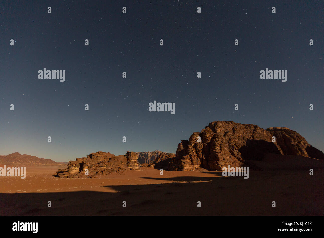 Wadi Rum at night during full moon, Jordan Stock Photo - Alamy