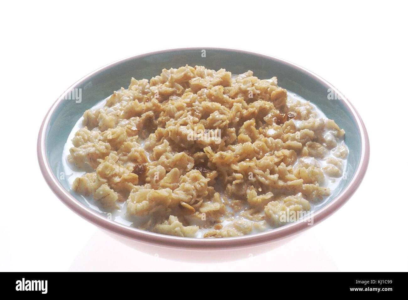 This image features a simple bowl of oatmeal, showcasing the texture ...