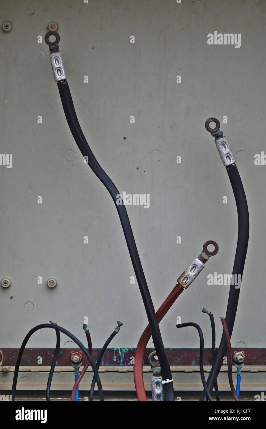 Panel with electric wire cables. Construction and engineering Stock ...