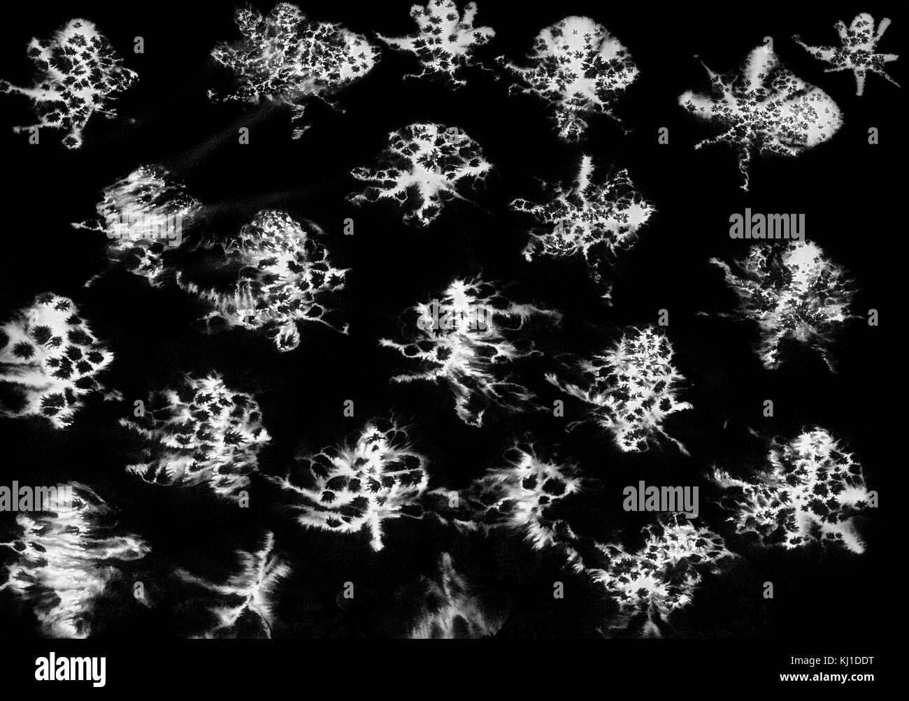 snowflakes ink painting black background Stock Photo - Alamy