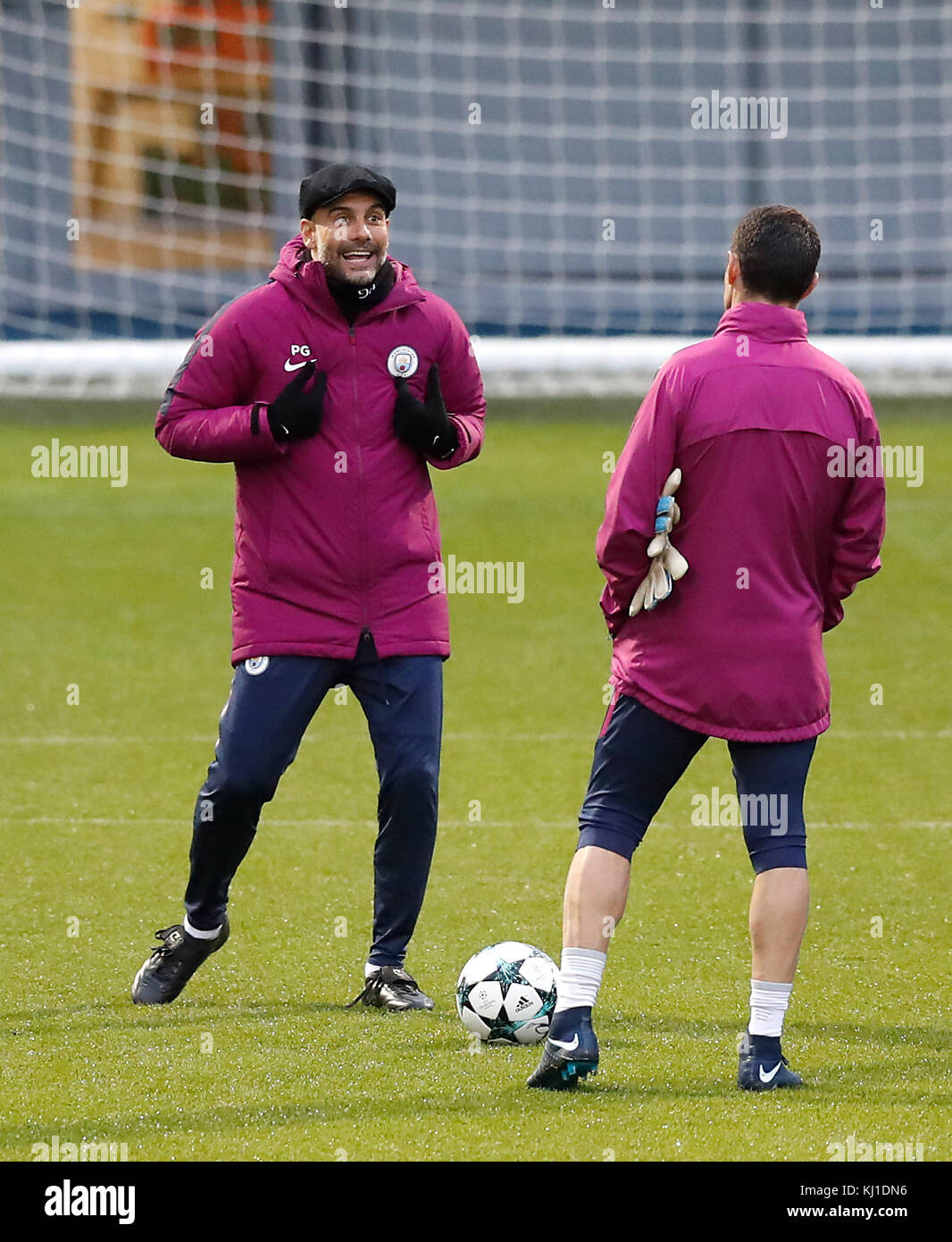 Manchester city manager pep guardiola training session city football ...