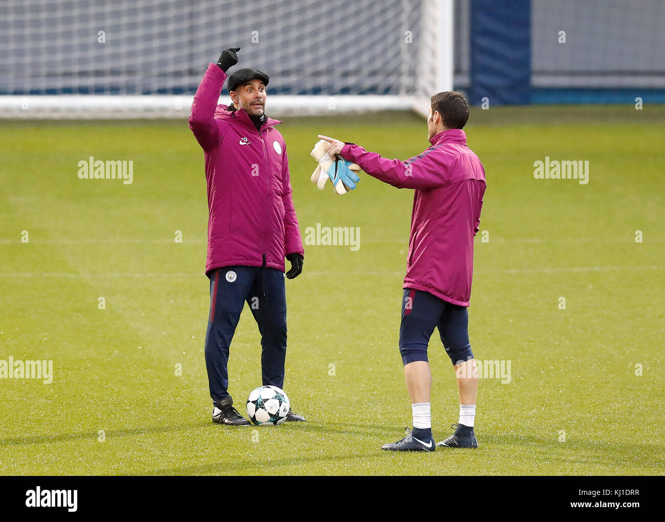 Manchester city manager pep guardiola training session city football ...