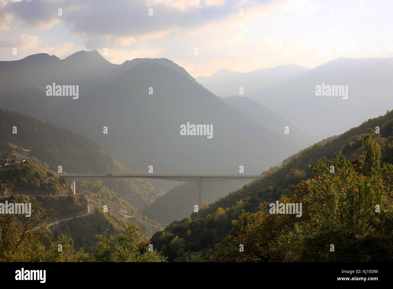 big bridge connect big mountains in Metsovo, Greece Stock Photo - Alamy