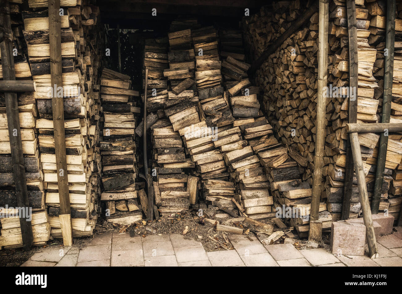 Barn with Stacks of firewood Stock Photo - Alamy