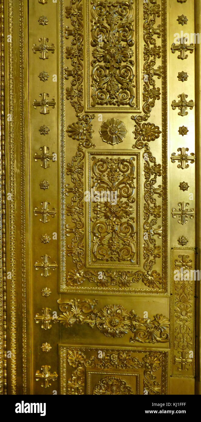 Gilded door to a Drawing room of Tsar Nicholas II at the Winter Palace ...