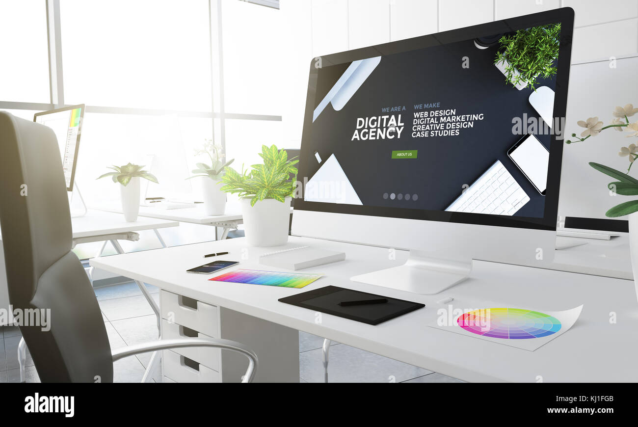 digital agency design studio 3d rendering Stock Photo - Alamy